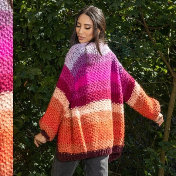 SAACHI | Sweaters | New Saachi Oversized Rainbow Knitted Cardigan ...